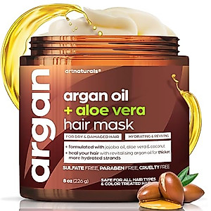 Artnaturals Argan Hair Mask Conditioner - (8 Oz/226g) - Deep Conditioning Treatment - Organic Jojoba Oil, Aloe Vera & Keratin - Repair Dry, Damaged, Color Treated, Natural Hair Growth - Sulfate Free