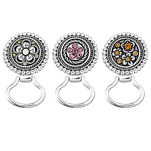 MJartoria Interchangeable Flower Snap Buttons Centerpiece Rhinestone Eye Glass Holding Brooch Pins