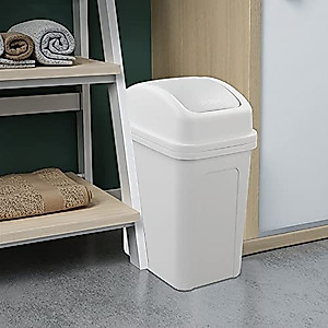 Vababa 3-Pack 4 Gallon Plastic Trash Can with Swing Lid, Swing-Top Waste Can, Gray
