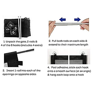 Baby Gate Pet Gate Magic Dog Gates for The House, Safety Guard Gate Retractable Mesh Dog Gate for The Stairs Doorways, Portable Folding Child's Safety Gates Install Anywhere 30'' X 39'', 8 Hooks