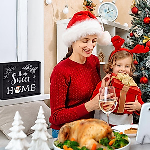 WERNNSAI Home Sweet Home Sign - Interchangeable Holiday Decor with 12 Piece Wooden Changeable Holiday Magnets Seasonal Icon Wood Sign for Desktop Kitchen Bedroom Xmas House Warming Gifts