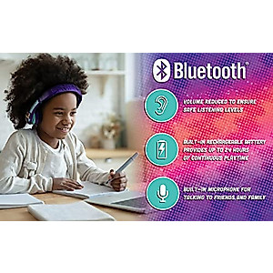 eKids Karmas World Bluetooth Headphones, Wireless Headphones with Microphone Includes Aux Cord, Kids Headphones for School, Home, or Travel