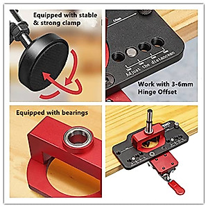 TOGETDREAM 35mm Concealed Hinge Drilling Jig Aluminum Alloy Hinge Boring Hole Drill Drill Guide Locator for Door Cabinet Installation Cabinet Hardware Jig Suitable for American&European