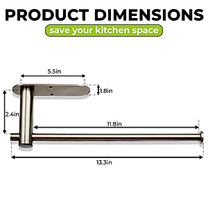 Stainless Steel Paper Towel Holder Heavy Duty Wall Mounted Self-Adhesive or Drilling Hand Towel Holder for Kitchen, Pantry, Sink, Bathroom (Silver)