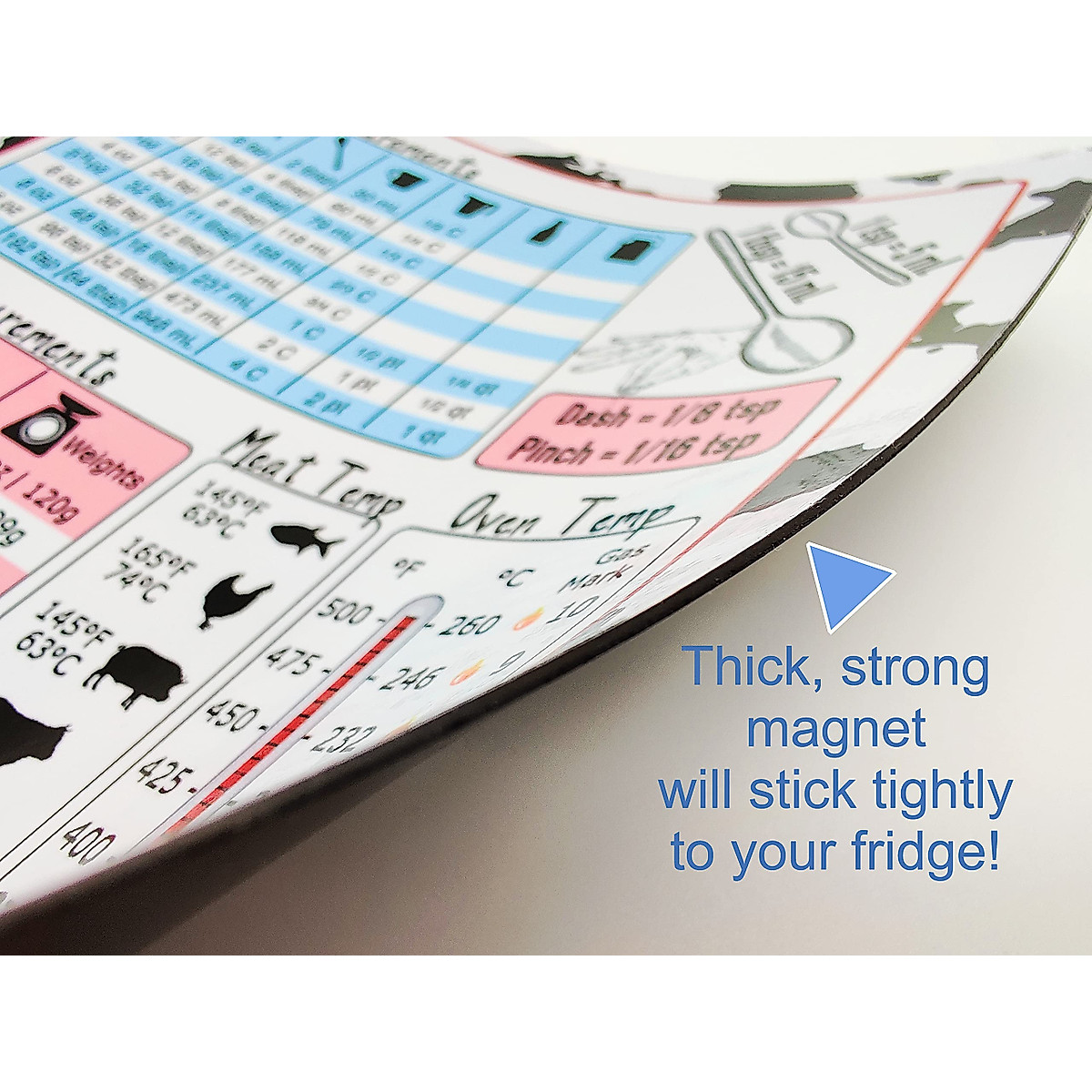 Cow Print Kitchen Conversion Chart Magnet - Imperial & Metric to Standard Conversion Chart Magnet - Cooking Measurements for Food - Measuring Weight, Liquid, Temperature - Recipe Baking Cookbook