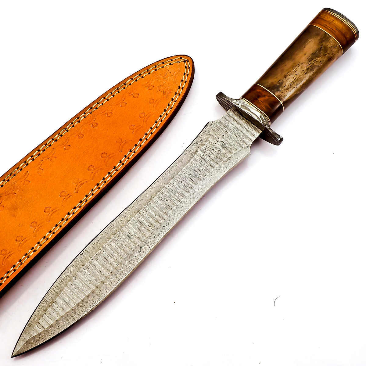 UK UNIQUE SHARP KNIVES Damascus Steel Dagger Knife DK.4012 - Beautiful Rose Wood & Black Micarta Handle