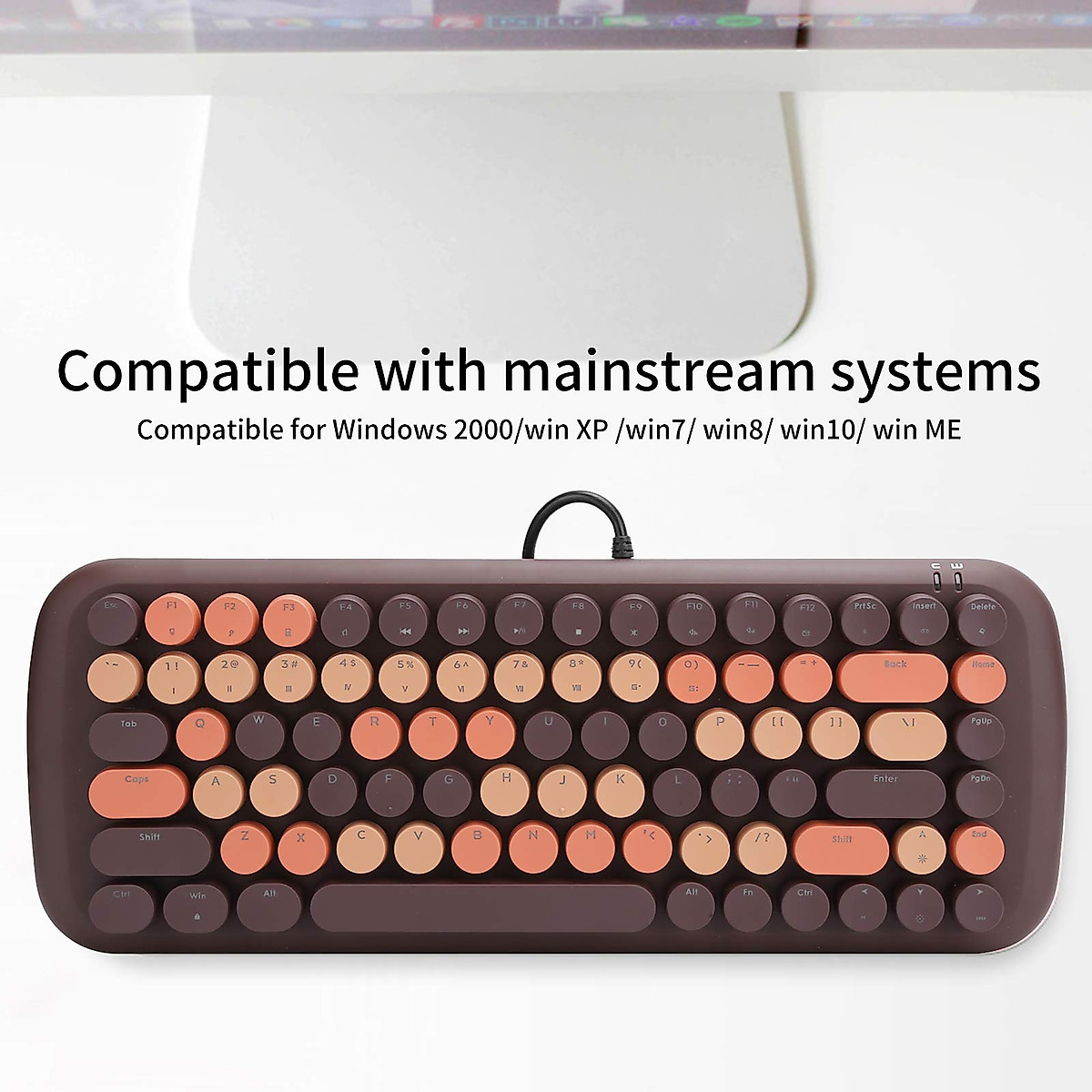 Jeankak Mechanical Wired Keyboard, Rounded Keycap Gaming Keyboard with Blue Switches, Plug and Play USB Computer Keyboards 84 Keys Retro Gaming Keyboard for Tablet/PC Gamer(01#)