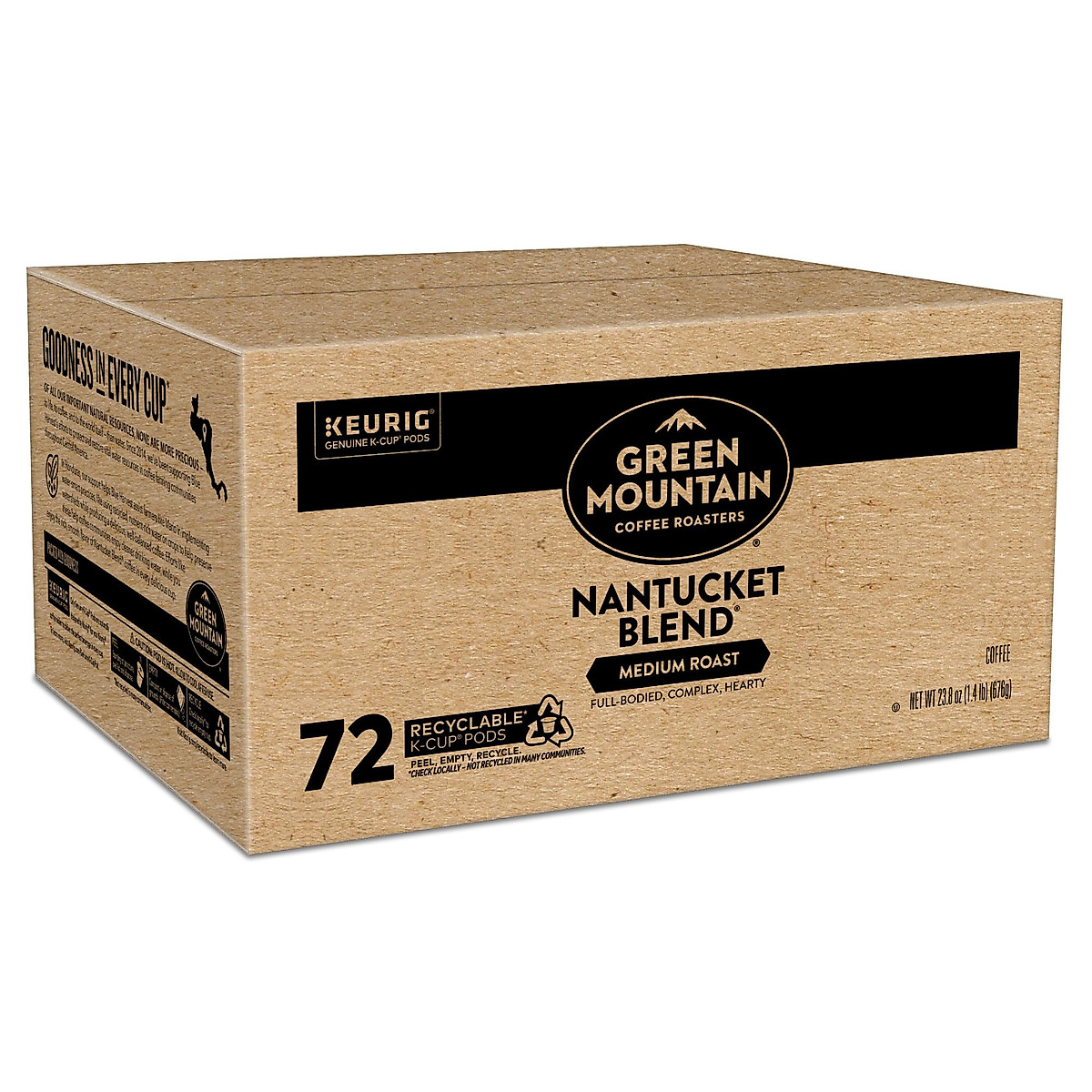 Green Mountain Coffee Roasters Nantucket Blend, Single-Serve Keurig K-Cup Pods, Medium Roast Coffee Pods, 72 Count