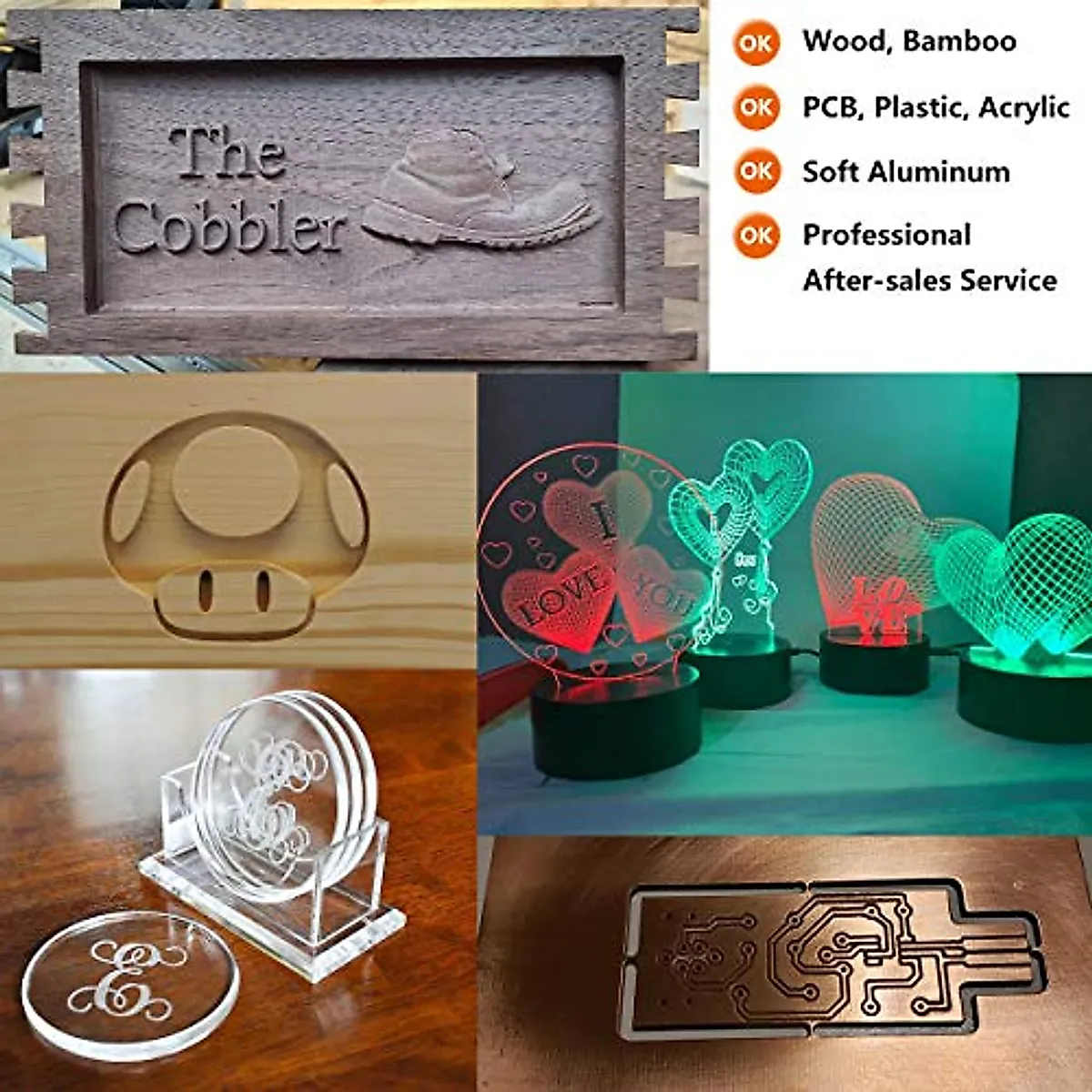 CNC Router Machine 3018 Pro, mcwdoit Simple Assembly Version, Desktop Wood Acrylic Plastic PCB MDF Engraving, 3 Axis with Offline Controller, Mill Bits, Working Area 11.8 * 7.1 * 1.8″