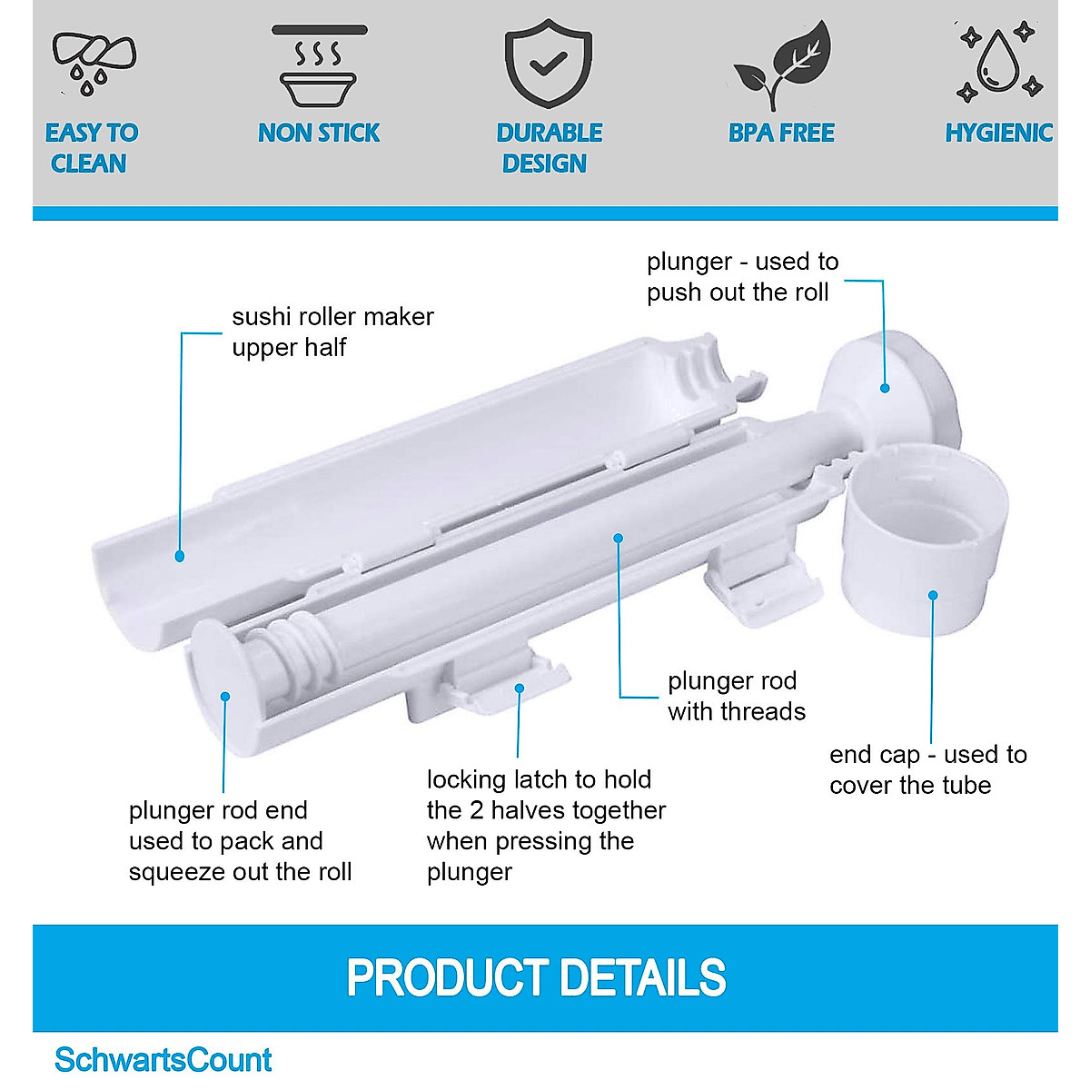 Sushi Roller Kit Sushi Maker Starter Set Sushi Bazooka Making Kit Sushi Rolling Kit in a Retail Gift Box