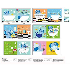 Bathtime Little One Children’s One Yard Fabric Cloth Book Panel, Huggable and Lovable XIII Collection by Studio E Fabrics, Designed by Sandra Magsamen, Panel 42/44in Wide by One Yard, by The Panel