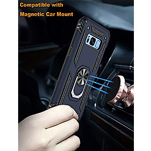 Galaxy S8 Case - Military Grade 16ft Drop Tested, Magnetic Ring Kickstand, Car Mount Compatible, Slim Fit, Heavy Duty Protection - Blue