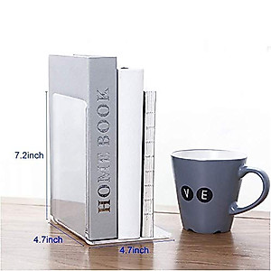 MerryNine Plastic Acrylic Bookends Pair Organizer Bookshelf Decor Decorative Bedroom Library Office School Supplies Stationery Gift (Plastic Acrylic_6 Pairs)