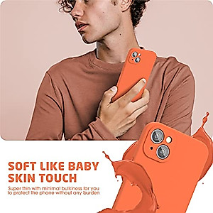 ABITKU Silicone Phone Case for iPhone 14 - Includes Screen Protectors, Soft Anti-Scratch Microfiber Lining - 6.1 inch, Marigold Orange