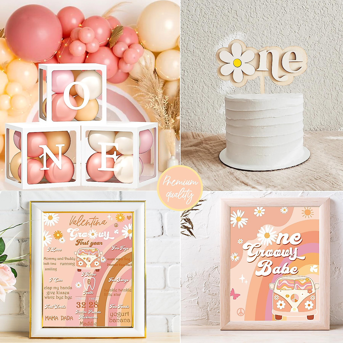 YJDFWAUT Groovy One Party Decorations Supplies, One Groovy Baby Birthday Decorations Girl, Boho Groovy 1st Birthday Decorations, Daisy Flower Rainbow First Birthday Decorations, Hippie First Birthday