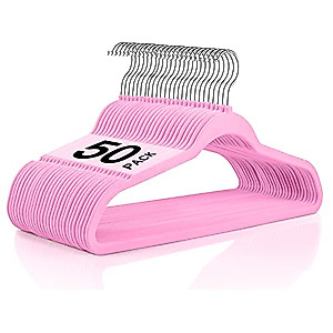 BAGAIL Pack of 100 Velvet Hangers (50 Pink & 50 BlushPink