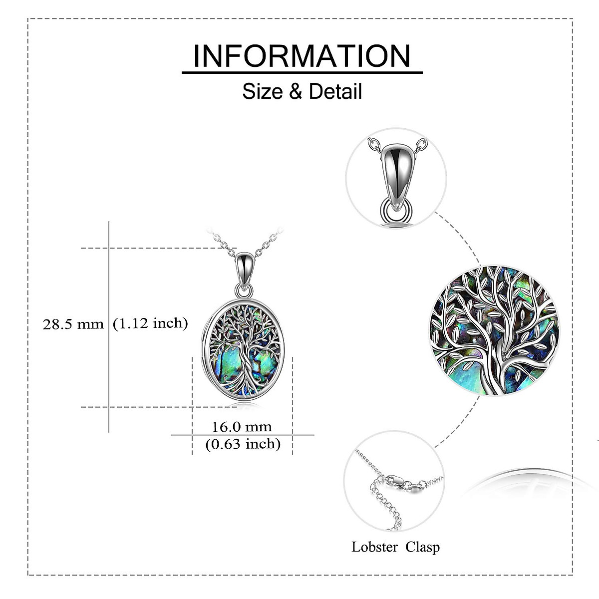 ONEFINITY Tree of Life Locket Necklace Sterling Silver Locket Necklace That Holds Pictures Tree of Life Locket Pendant Mother's Day Gifts for Women Wife Girlfriend