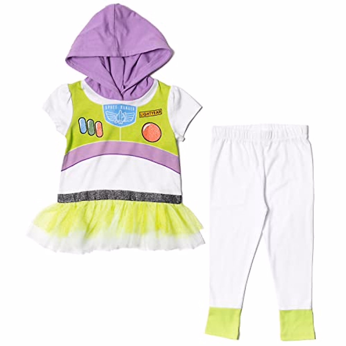 Disney Pixar Toy Story Buzz Lightyear Toddler Girls Cosplay T-Shirt Dress and Leggings 3T