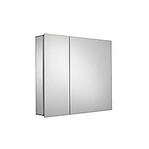 Croydex Williams Bi-View Recessed or Surface Mount, Hang 'n' Lock Easy Installation Medicine Cabinet, 30W x 26H, Aluminum