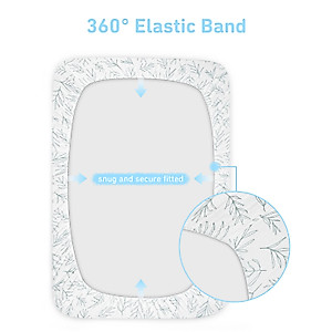 Babebay 2-Pack Mini Crib Sheets, Pack and Play Sheets Fitted for Pack N Play Mattress and Playard, Soft Jersey Knit Cotton for Baby (Sage Green)