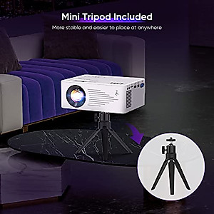 TMY Mini Projector for iPhone, Portable Projector with 5G WiFi and Bluetooth, 1080P HD Projector【with Tripod】, Movie Projector for iOS/Android/PC/TV Stick/HDMI/AV/USB, Indoor & Outdoor use
