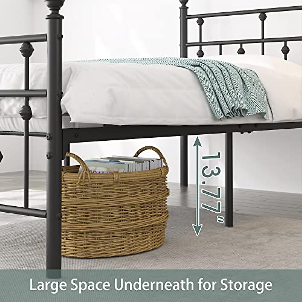 Weehom Metal Twin Bed Frame with Headboard and Footboard Mattress Foundation Heavy Duty Bed Frame Under Bed Storage No Box Spring Needed, Black