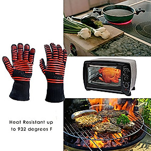 DYZDHeat Resistant Cooking Baking Gloves for Cooking, Barbecue(Red 1 Pair)