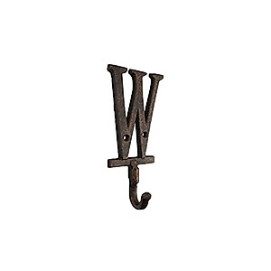 Handcrafted Nautical Decor Rustic Copper Cast Iron Letter W Alphabet Wall Hook 6"