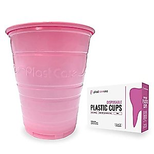 1000 Pink 5 Ounce Dental Rinse Plastic Disposable Ribbed Drinking Cups