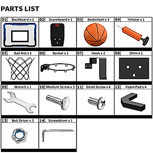 QDRAGON Mini Basketball Hoop, Over The Door for Indoor, with 3 Balls/Inflator/Breakaway Rim, Toy Gifts for Kids and Adults
