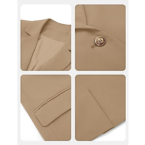 CRAZY GRID Women Business Casual Blazer Jacket Long Sleeve Fashion Blazer Ladies Buttons Work Professional Suit Jacket Oversized 2XL Khaki