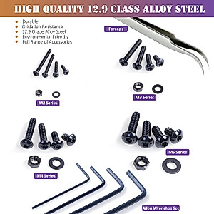 ZTF 840PCS Hex Button Head Cap Bolts Screws Nuts Washers Assortment Kit, M2 M3 M4 M5 Bolts Screws with Storage Box, 10.9 Grade Alloy Steel Machine Thread, ISO 7380 Allen Socket Drive