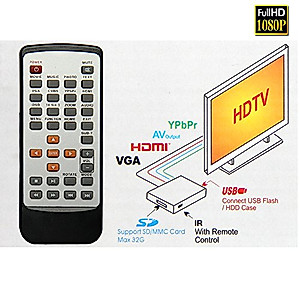 Buyee Portable HD for 1080P Resolution Multi Media Player 3 Outputs Hdmi, Vga, Av, 2 Inputs Sd Card