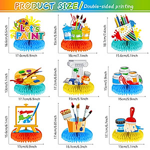 Gersoniel 9 Pieces Paint Party Decorations Art Honeycomb Centerpiece Paint Splatter Party Supplies for Art Painting Theme Birthday Party Baby Shower Decorations