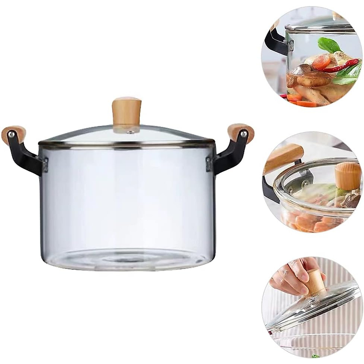 Cooking Pot Cooking Pot Pot Glass Pot Noodle Pot Transparent Glass Pot Heat-resistant Soup Pot Porridge Pan Home Cooking Pot 2.5L Cooking Pot Cooking Pot Glass Pot Pot Glass Saucepan