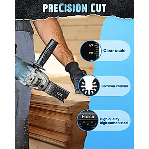 FORCA Multi Tool Blades Kits, 105pcs Universal Oscillating Tools Saw Blades for Wood, Fine Tooth Multitool Blades, Durable High Carbon Steel Fit Milwaukee Dewalt Makita Dremel Bosch 95% Oscillating To