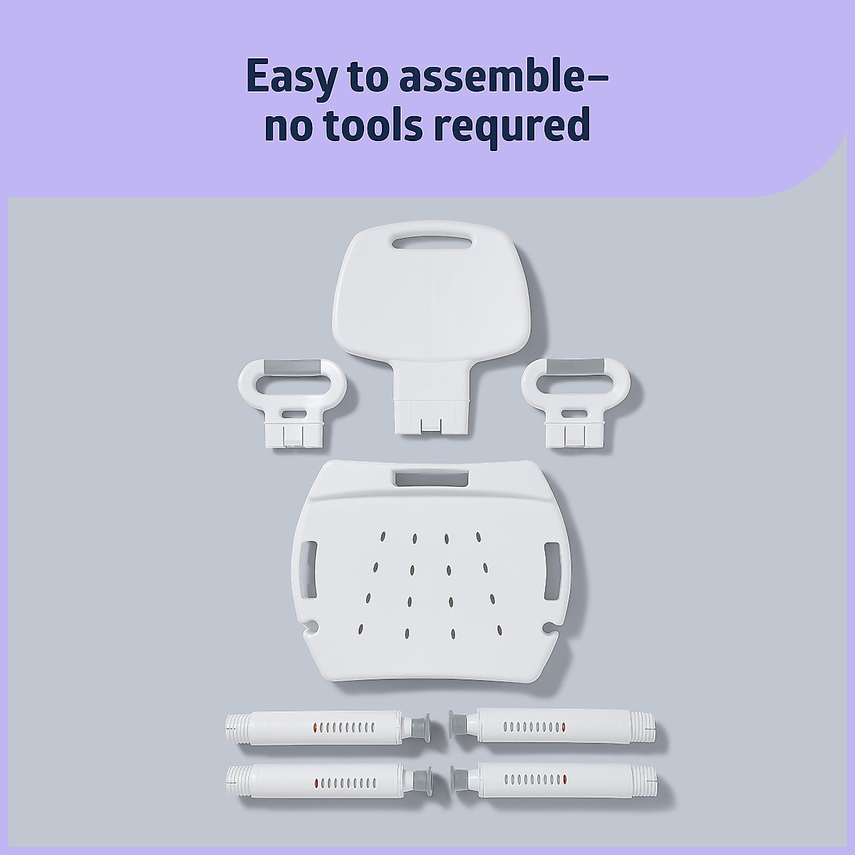 Medline Premium Series Plastic Shower Chair with Backrest - 350 lb. Capacity, Transfer Bench, Seat, Stool, Shower Stall, for Independent Adult, Seniors, Elderly, Disabled & Shower Balance