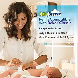 Diaper Pail Refills Compatible with Dekor Classic Diaper Pail 4 Refill Bags Holds 1980 Diapers – Strong, Durable Baby Powder Scented Refills Bags