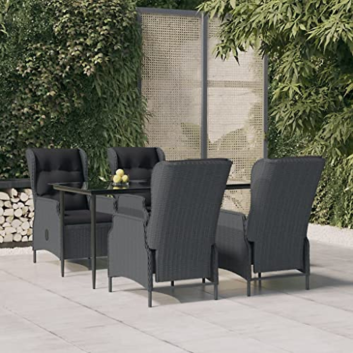 WHOPBXGAD 5 Piece Patio Dining Set Deck Furniture,Gardens Patio Furniture,Designed for use on lawns, terraces, poolsides, patios and Gardens,Dark Gray Poly Rattan