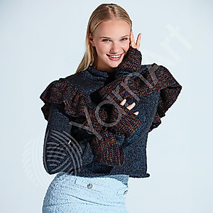 1 Ball YarnArt Melody, Chainette Yarn, Shiny Metallic Sheen Yarn for Knitting, Crochet, Embroidery, 100 Grams (3.5 oz), 230 Meters (251 Yards), 70% Polyamide 21% Acrylic 9% Wool Blend, Blue - 900