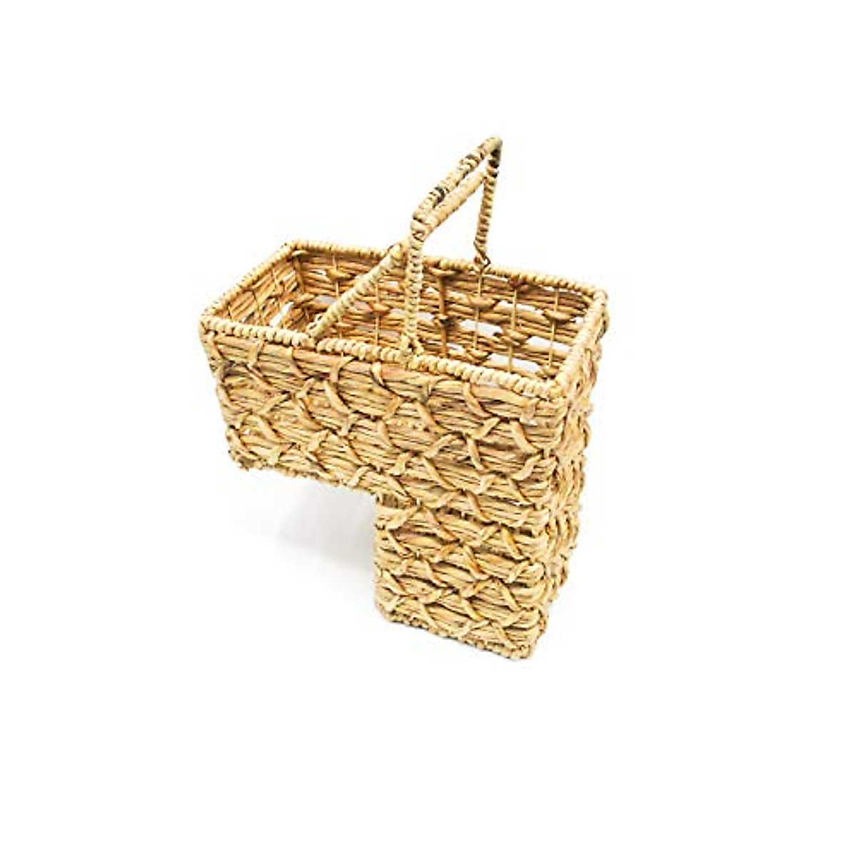 15" Water Hyacinth Storage Stair Basket With Handles and Weave Design by Trademark Innovations