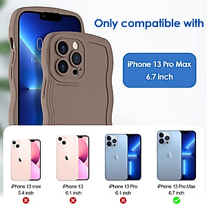 Anuck for iPhone 13 Pro Max Case Wave, Curly Frame Design for Women Girls, Cute Wavy Solid Color Aesthetic Phone Case Soft Flexible TPU Shockproof Full-Body Protective Cover 6.7" - Brown