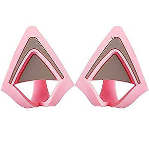 WeThinkeer Cute Cat Ears for Headphones, Pink Cat Ear Headphone Attachment with Adjustable Straps, Compatible with Most Video Live Gaming Headphones, Ideal Gift for Your Family and Friends