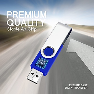 1GB Flash Drive 10 Pack USB 2.0 Thumb Drive Swivel Memory Stick Jump Drive with LED Indicator/Lanyard/Label for Storage and Backup (1G, 10pcs, Navy Blue)