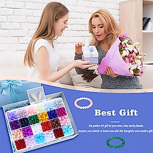 St.Kunkka 600 Pcs 8mm Glass Beads for Jewelry Making DIY Crafts, 24 Colors Round Crystal Beads Bracelet Making Kit with Small Hole for DIY Bracelet Necklace Earrings (600 Pcs 8mm Glass Beads)