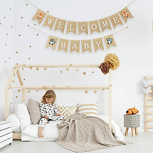 Woodlands Baby Shower Decorations Woodland Boy Baby Shower Banners, 1 Welcome Little Baby Banner, 2 Woodland Creatures Banners Deer Forest Animal Friends Garland Baby Shower Birthday Party Decor