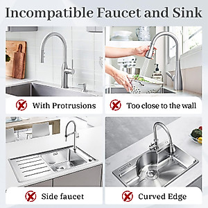 PoYang 24 inch Silicone Draining Mat for Kitchen Sink Splash Guard Behind Faucet, Splash Guard for Kitchen Sink Area Longer Faucet Draining Mat, Sink Protectors for Kitchen Sink Splatter Screen, Black