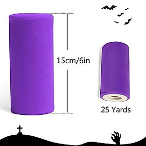 Ginfonr Halloween Tulle Rolls with Orange Black Purple Fabric Bolt Spool for Wedding Tutu Table Skirt DIY Crafting Favors Pew Bow Banquet Party Decor (6 Inches x 25 Yards, 3 Roll)