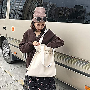 apfkkf Bucket Canvas Bag, Large-Capacity Shopping Bag, Stylish and Simple, Suitable for Ladies