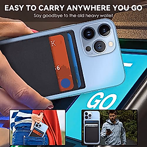 CloudValley Magnetic Card Wallet Designed for iPhone MagSafe, Stretchy Lycra Double Pocket Credit ID Card Holder Case for Back of iPhone 15/14 / 13/12 Series, Mag Safe Accessories - Black